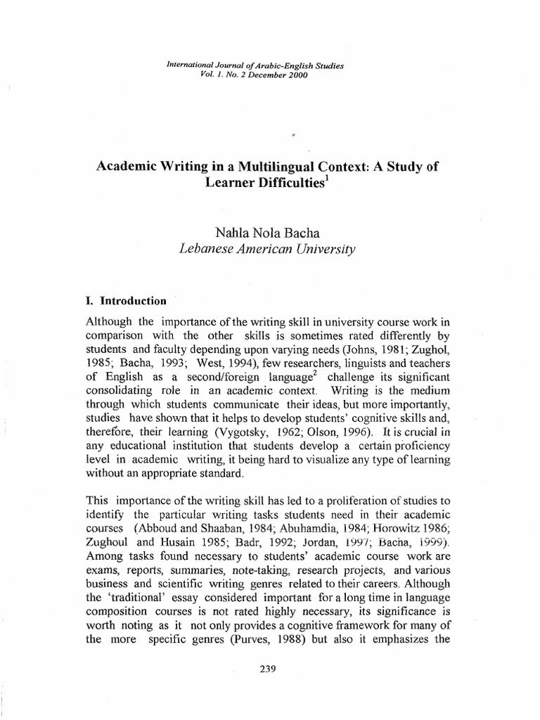 Academic Writing and in Multiple Context | Download Free PDF | Second ...