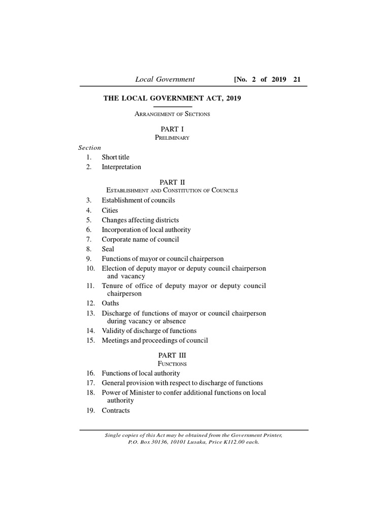 Local Government Act No. 2 of 2019 | PDF | Mayor | By Law
