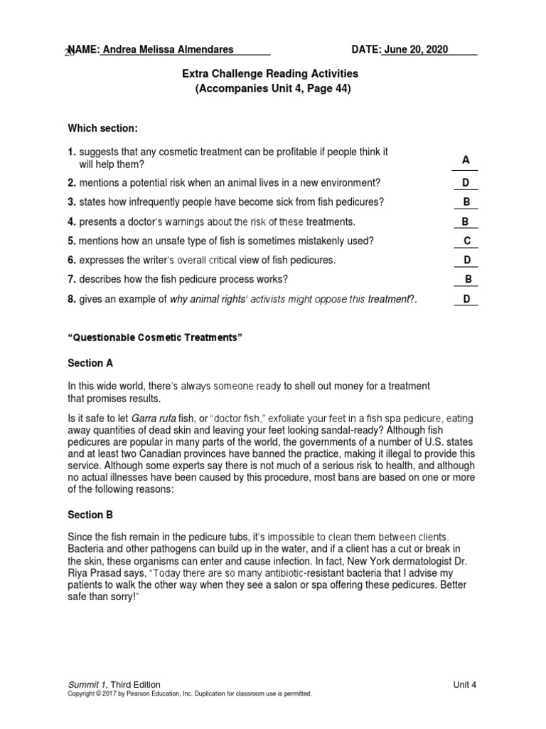 Reading Activity ANDREA ALMENDARES 2DO PARCIAL | PDF | Health Sciences ...