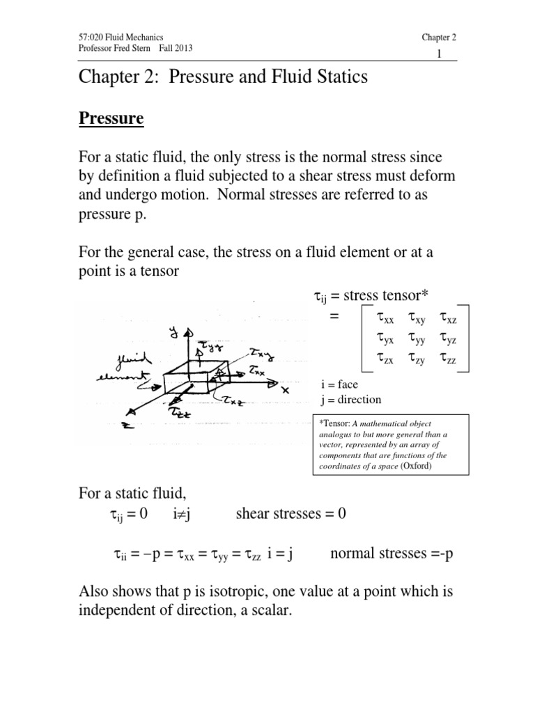 Chapter 2: Pressure and Fluid Statics | PDF | Buoyancy | Pressure