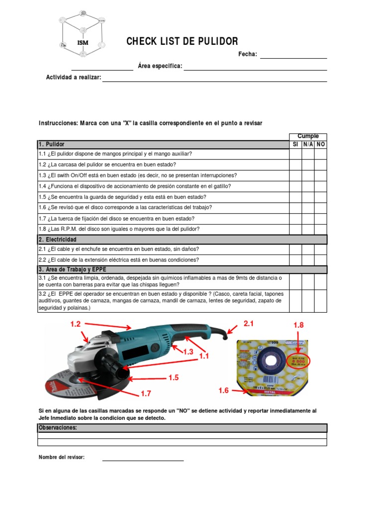 Check List Pulidor de Corte | PDF