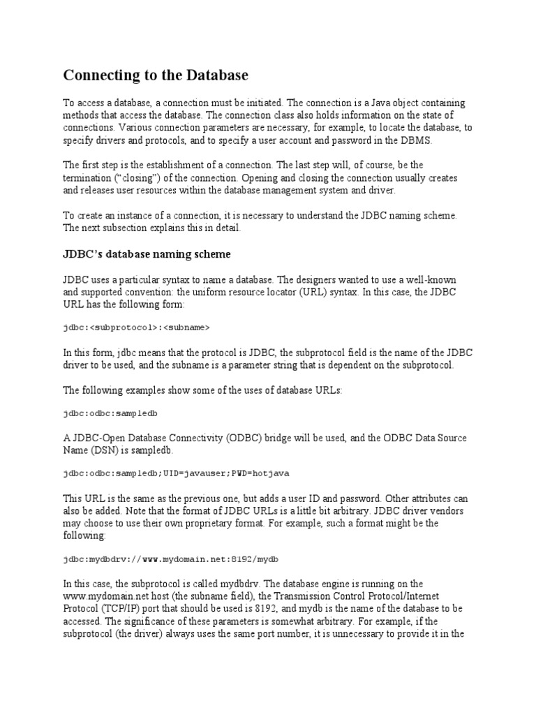 JDBC Opening and Closing Connections | PDF | Java (Programming Language ...