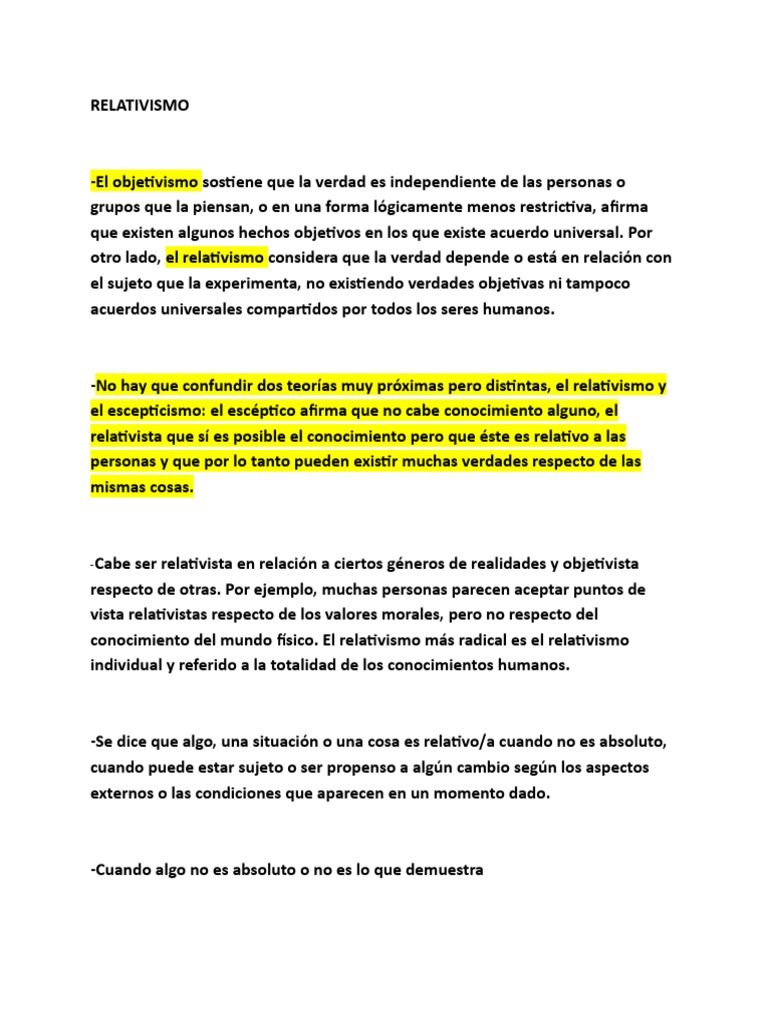 Relativo Definicion | PDF | Relativismo | Verdad