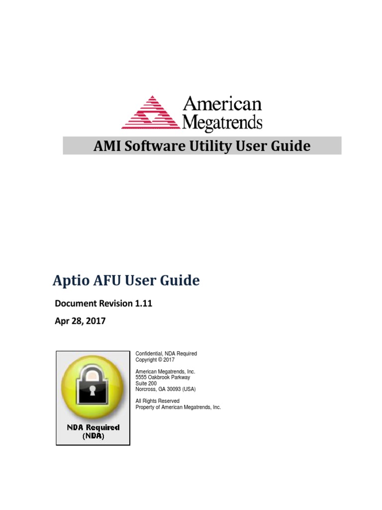 Ami Aptio Afu User Guide Nda | PDF | Bios | Microsoft Windows