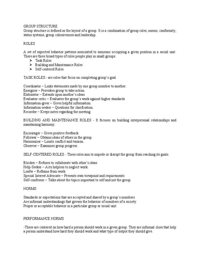 Group Structure | PDF | Conformity | Influence (Social And Political)