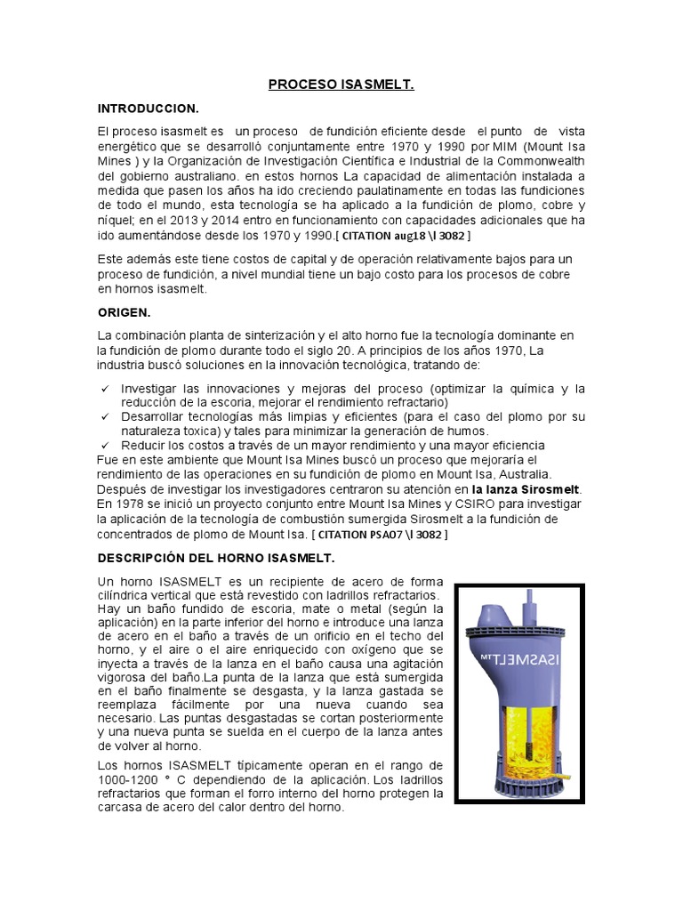 Proceso Isasmelt | PDF | Fundición | Dirigir
