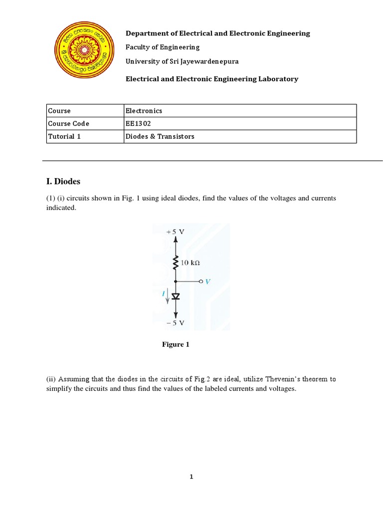 Tutorial 1 | PDF | Diode | Electrical Network