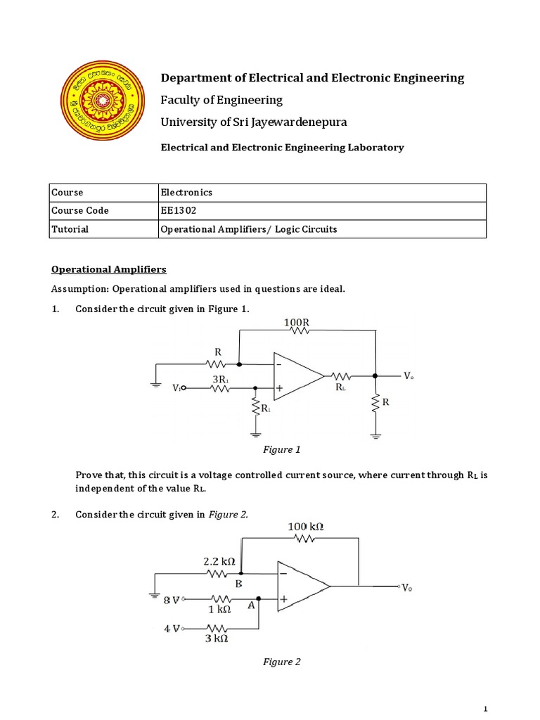 Tutorial 2 - Electronics (2018) | PDF | Electronic Circuits | Amplifier
