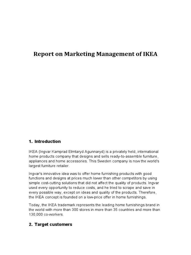 Report On Marketing Management of IKEA | PDF | Customer | Prices