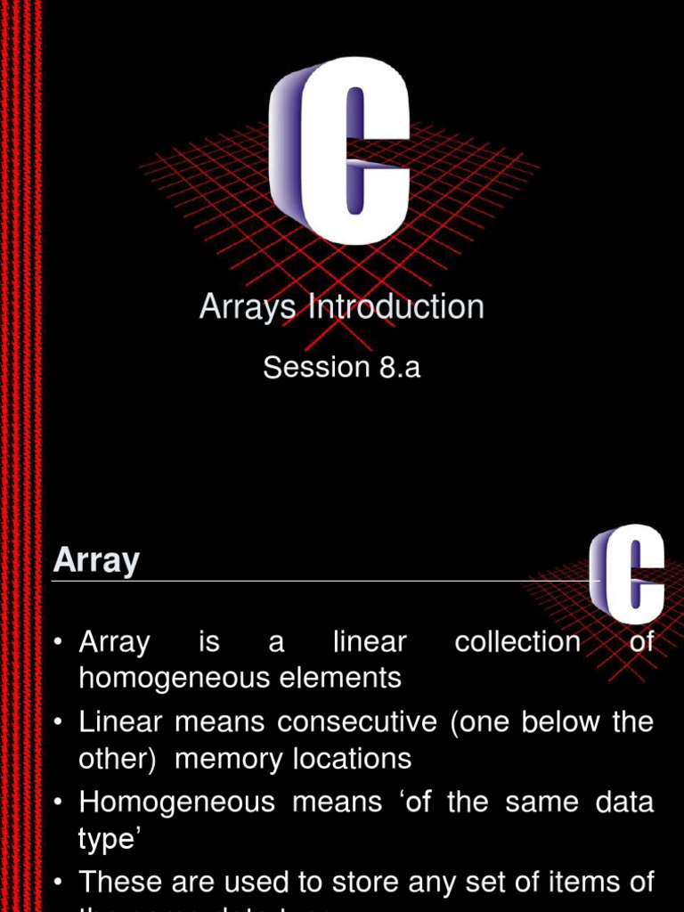 Arrays Introduction: Session 8.a | PDF | Array Data Structure | Data Type