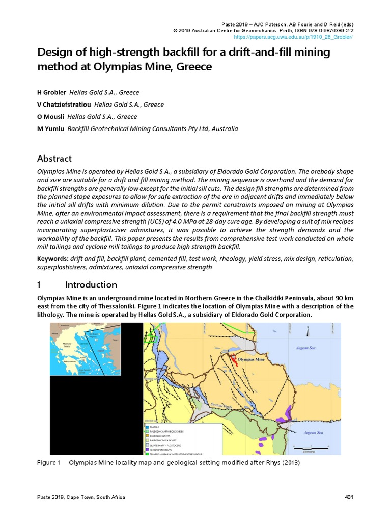 Design of High-Strength Backfill For A Drift-And-Fill Mining Method at ...