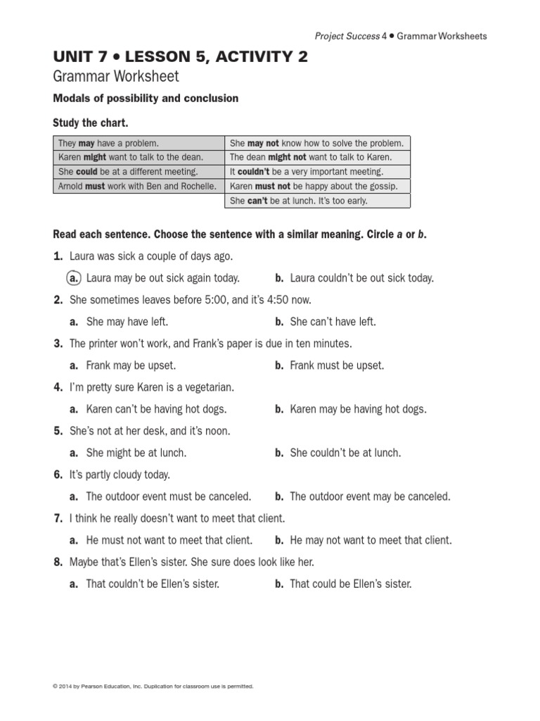 Modals of Possibility Practice | PDF