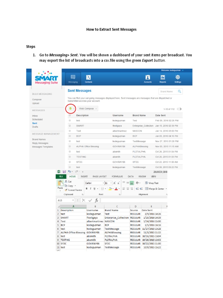 How to Extract Sent Messages from Your Messaging Dashboard | PDF