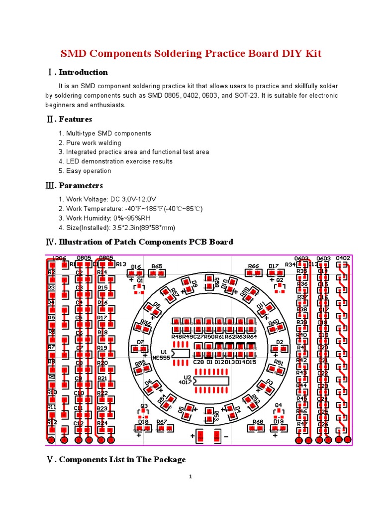 SMD Components Soldering Practice Board DIY Kit: . Introduction | PDF ...
