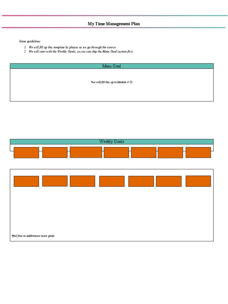 My Time Management Plan: Main Goal | PDF