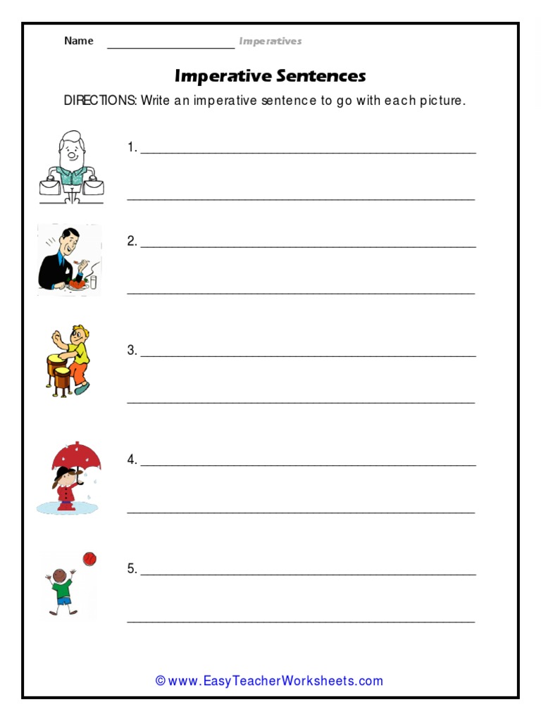 Imperative Sentence Worksheets