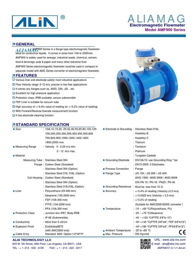 ALIA AMF900 Electromagnetic Flowmeter | PDF