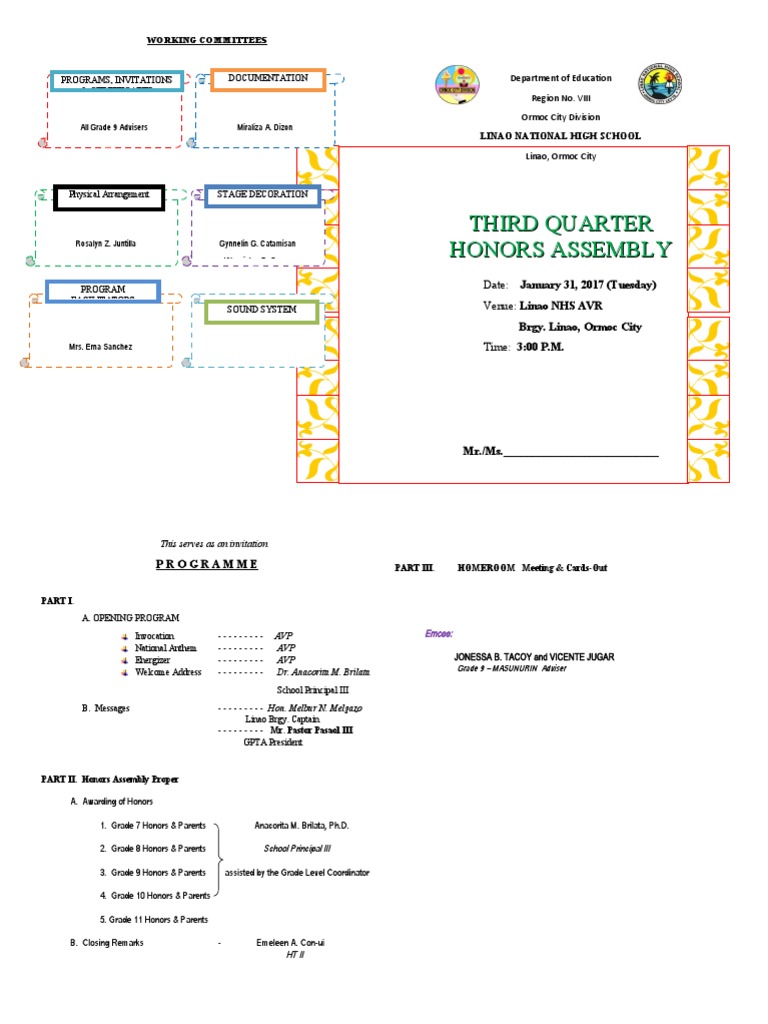 Third Quarter Honors Assembly | PDF