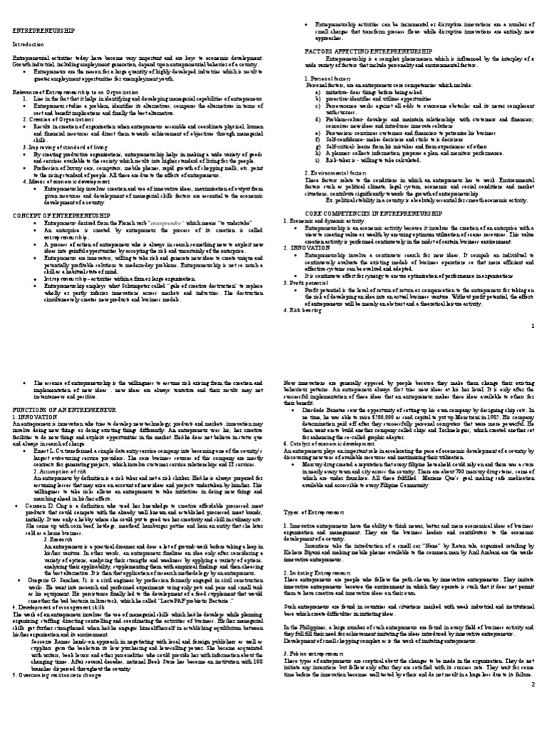 Entrep Module | PDF | Business Plan | Entrepreneurship