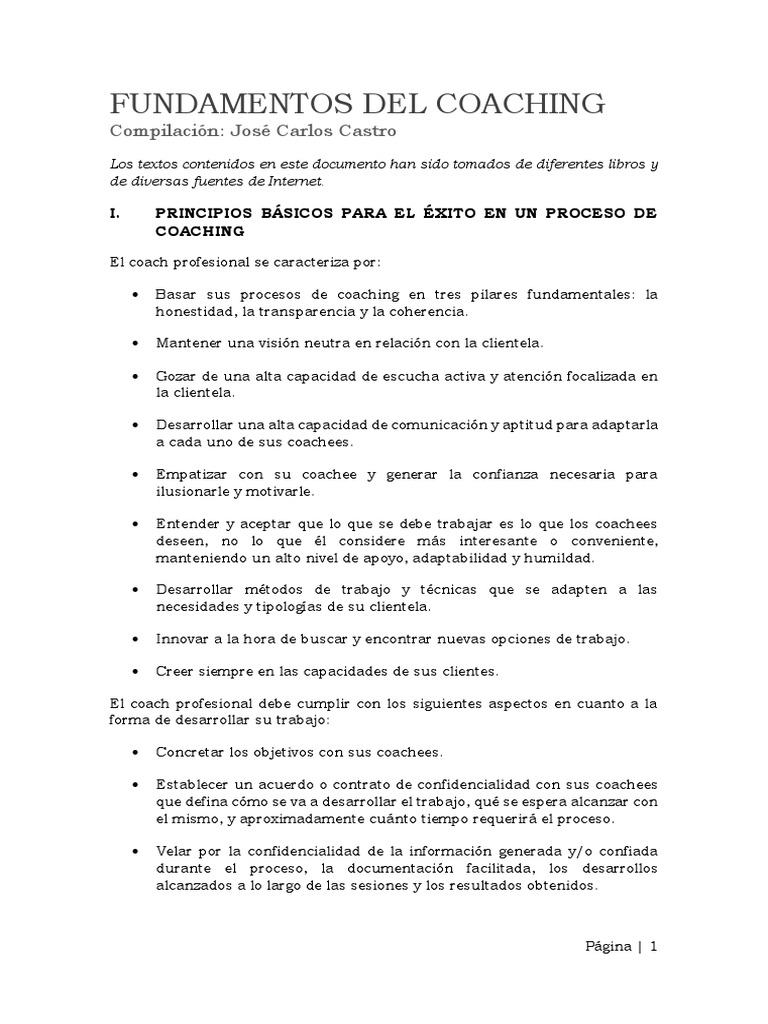 S1 LO T1 Fundamentos Del Coaching 1 | PDF | Toma de decisiones | Aprendizaje