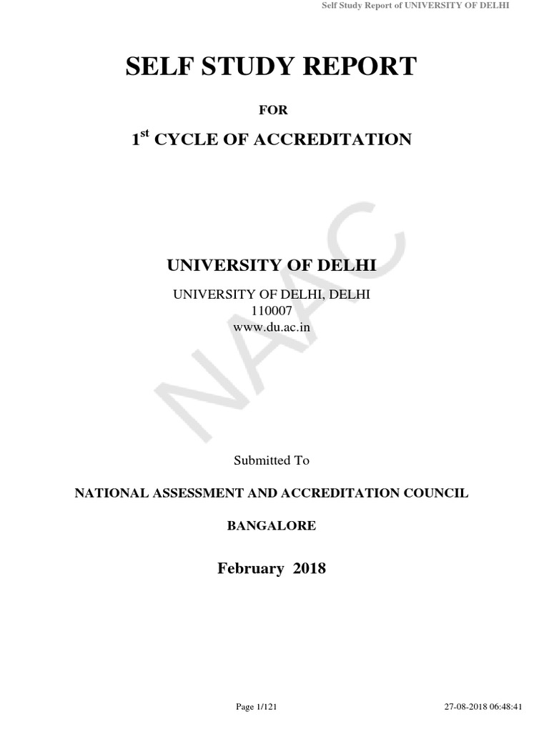 Self Study Report: 1 Cycle of Accreditation | PDF | Curriculum | University