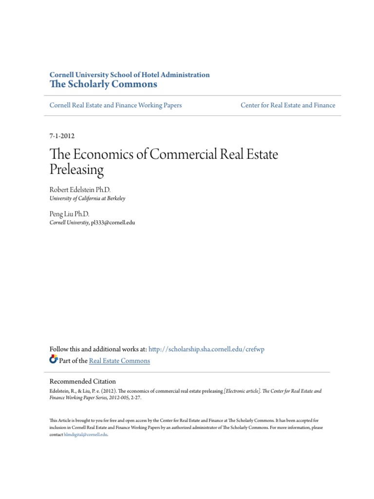 The Economics of Commercial Real Estate Preleasing | PDF | Lease | Risk ...
