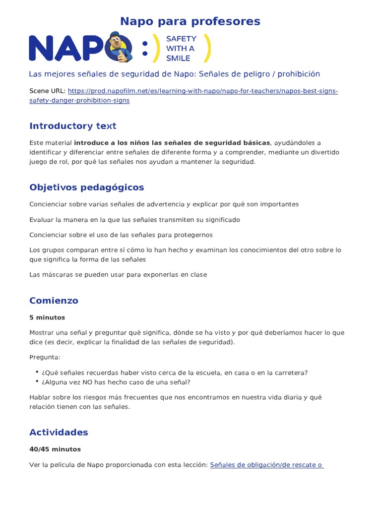 Napo Lesson Danger Prohibition Signs Es | PDF | Conceptos psicologicos ...