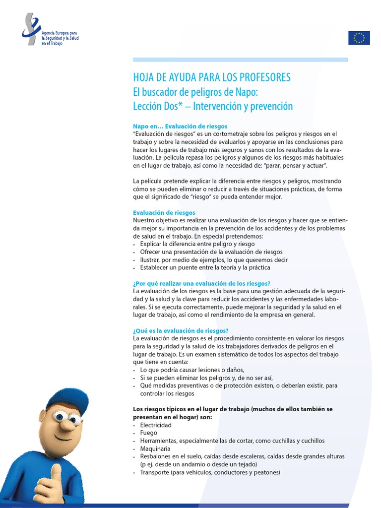 Helpsheet Napo Lesson Hazards Intervention Prevention - ES | PDF ...