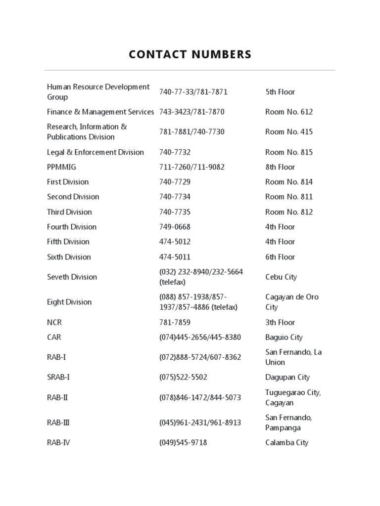 NLRC Contact Numbers | PDF