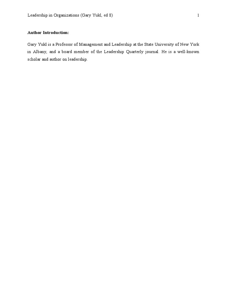 Gary Yukl - Chapter 1 | PDF | Power (Social And Political) | Leadership