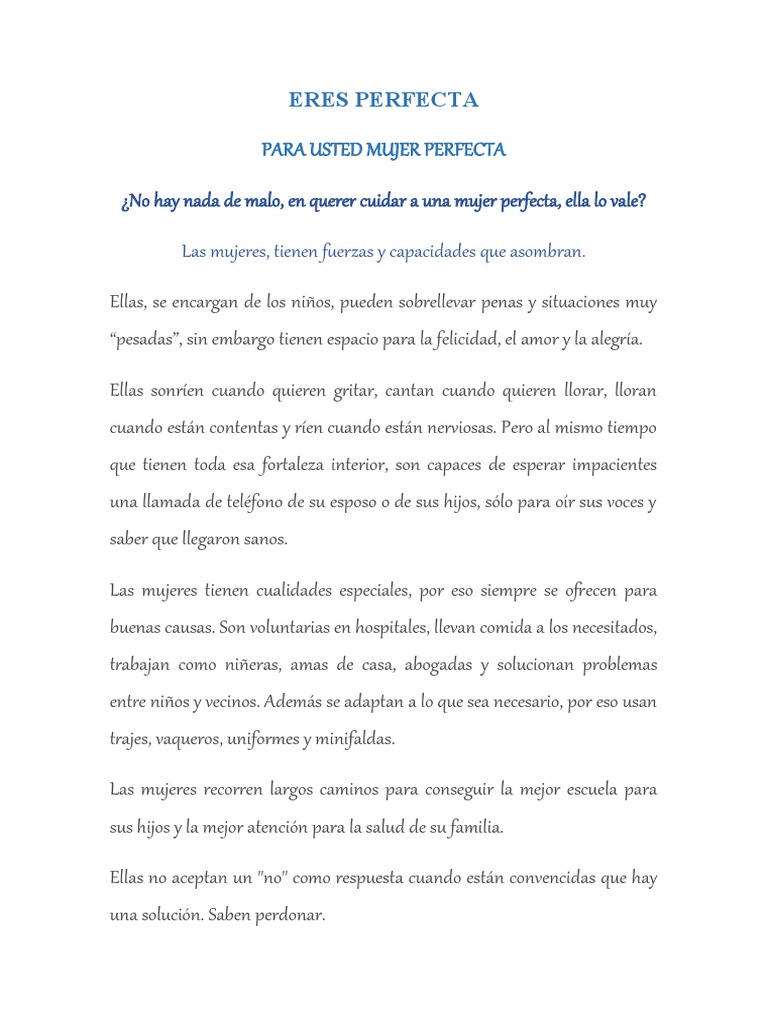 Eres Perfecta Pdf Amor
