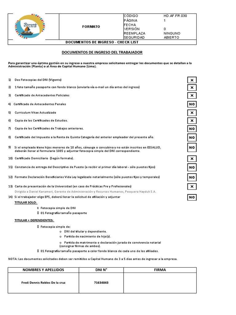 Check List de Embarque | PDF | Pensión | Gobierno