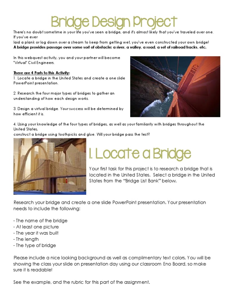 Bridge Design Webquest | PDF | Truss | Bridge