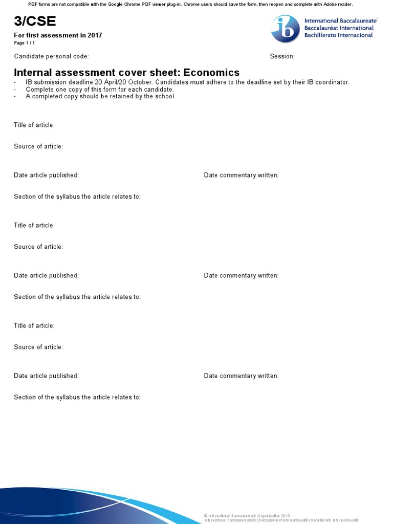 Internal Assessment Cover Sheet: Economics | PDF