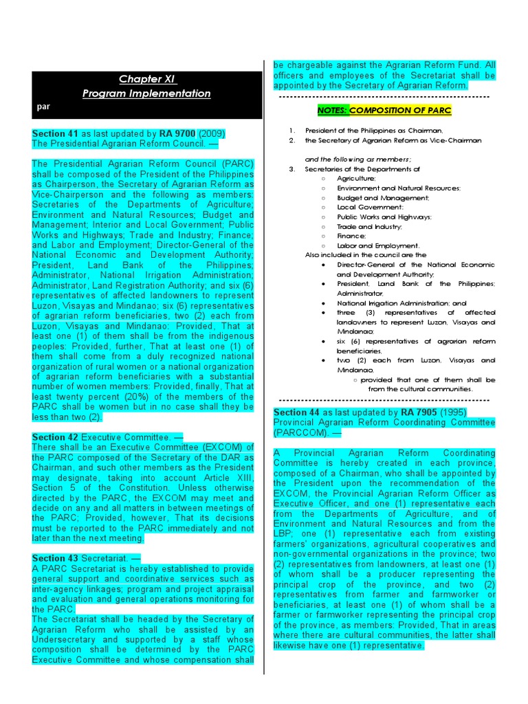Structure of the Presidential Agrarian Reform Council | PDF ...
