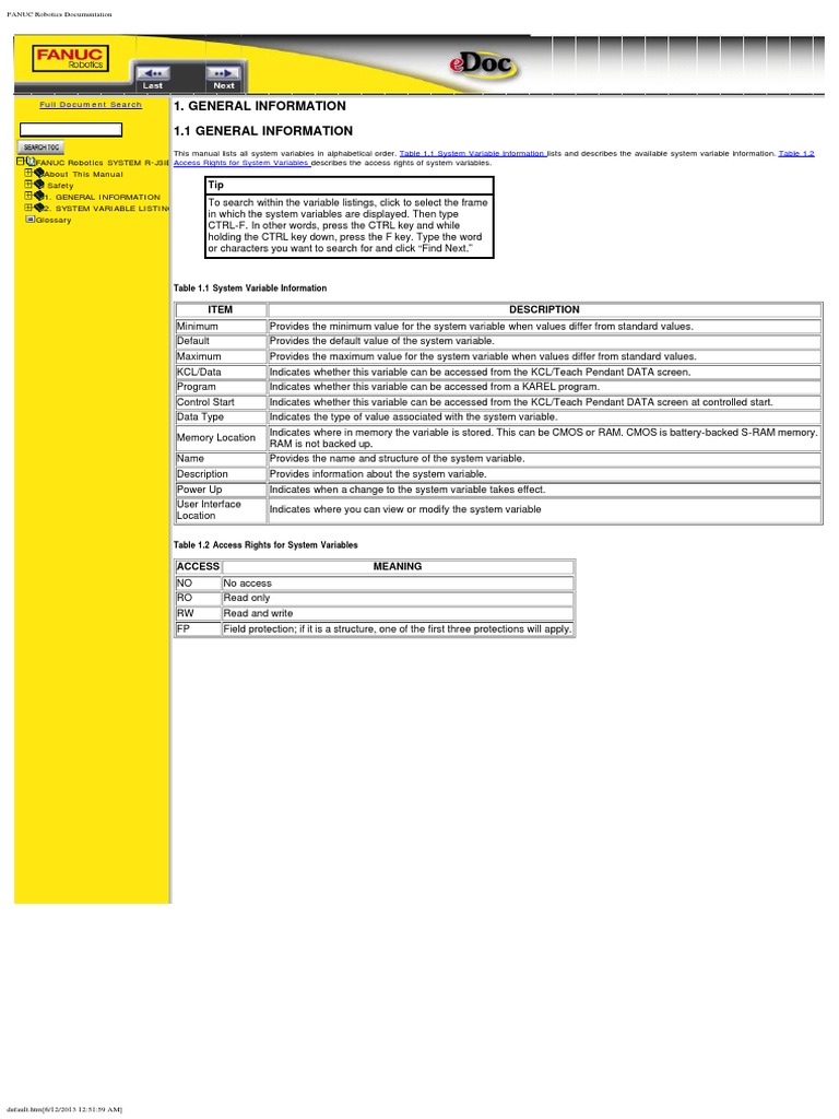 FANUC Robotics Documentation | PDF | Variable (Computer Science) | Computer Engineering