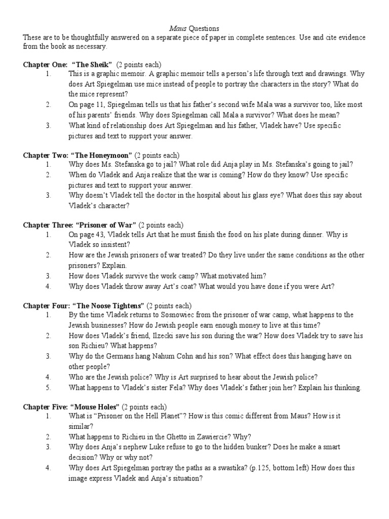 Maus Questions Analysis | PDF | Unrest