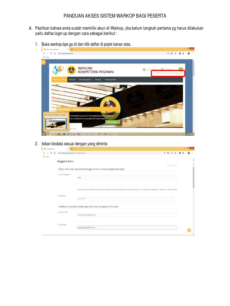 Panduan Sign Up Warkop | PDF