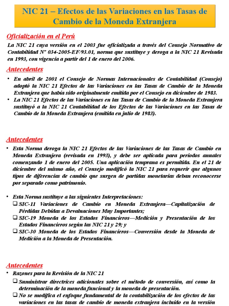 Nic 21 | PDF | normas internacionales de INFORMACION FINANCIERA | Tipo ...