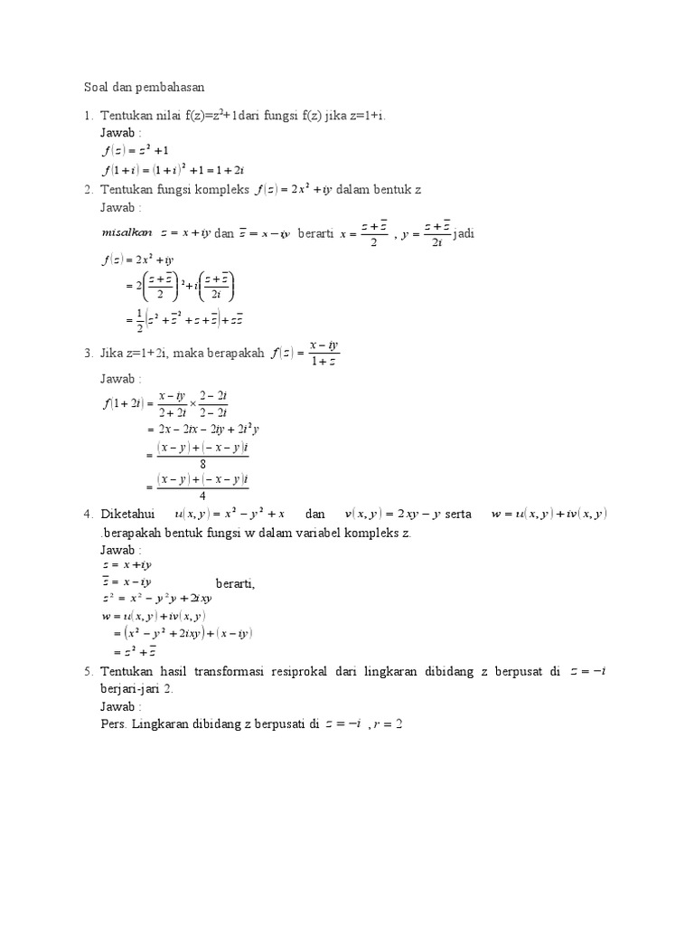 Analisis Variabel Kompleks dalam Fungsi | PDF | Metode & Bahan Ajar