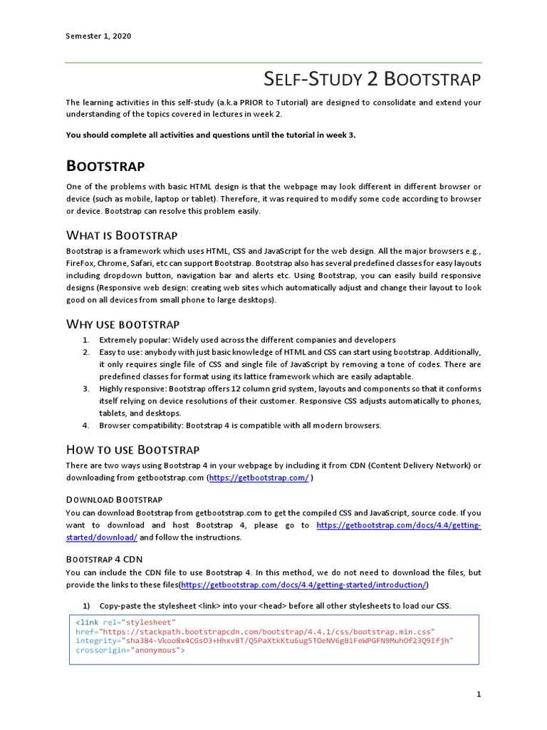 ELF Tudy Ootstrap | PDF | Bootstrap (Front End Framework) | Responsive Web Design