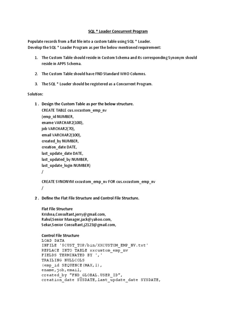 SQL Loader Concurrent Program | PDF