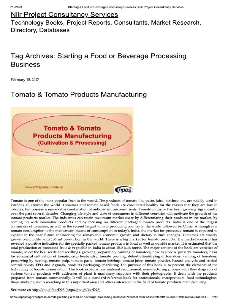 Tomato Processing | PDF
