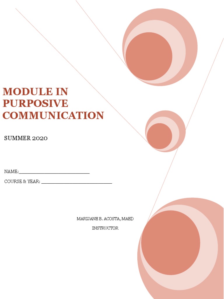 Module in Purposive Communication: Summer | PDF | Nonverbal ...