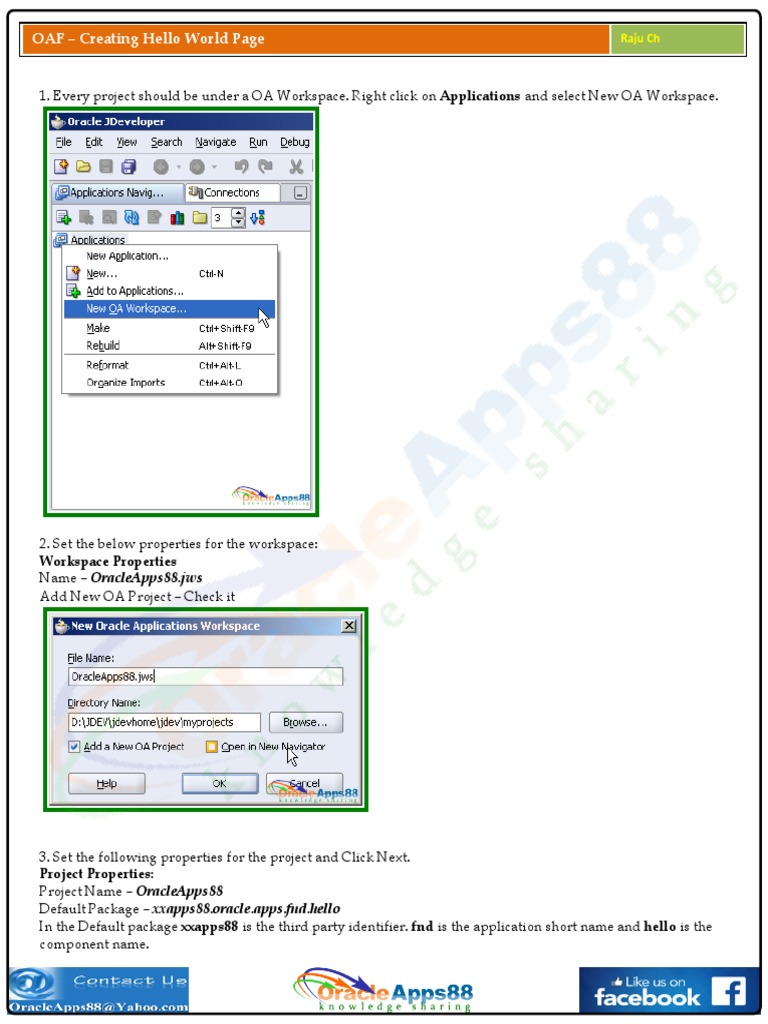 OAF - Creating A Hello World Page (Basics) PDF | Download Free PDF | Application Software | Java ...