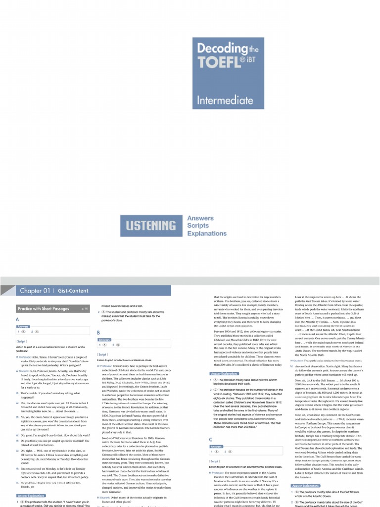 Decoding The TOEFL iBT Intermediate Listening Answers | PDF