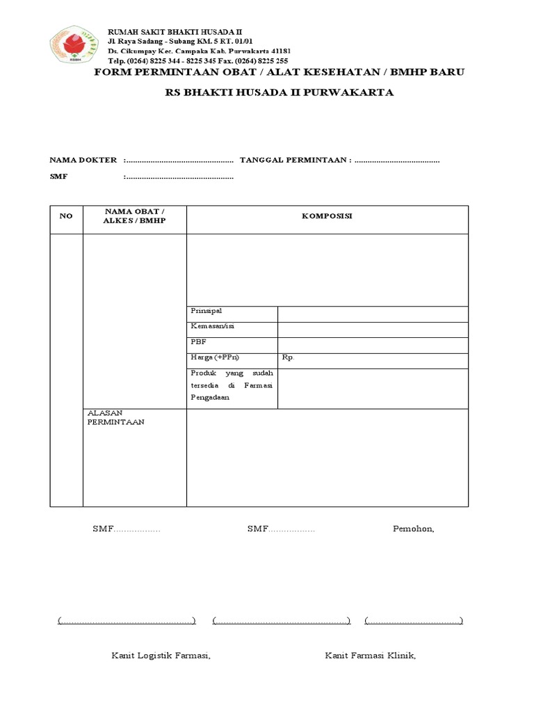 FORm PERMINTAAN OBAT | PDF