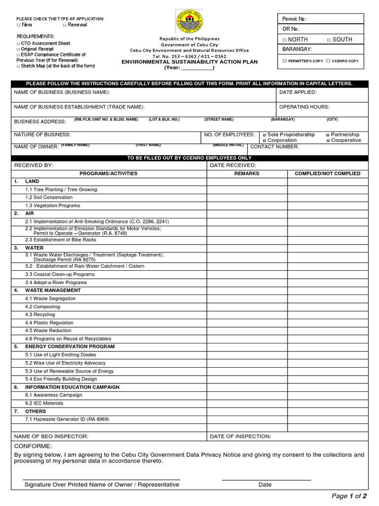 E.S.A.P. Application Form (2019) | PDF | Recycling | Waste