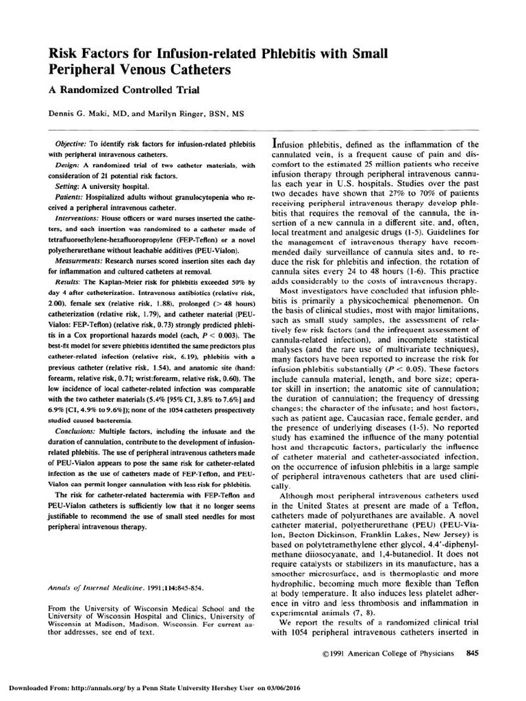 Plebitis | PDF | Intravenous Therapy | Catheter