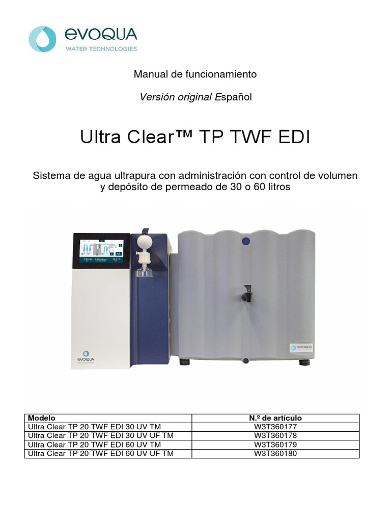 Ultra Clear TWF EDI TP Serie Anleitung SP Rev01 PDF | PDF | Ultravioleta | Agua